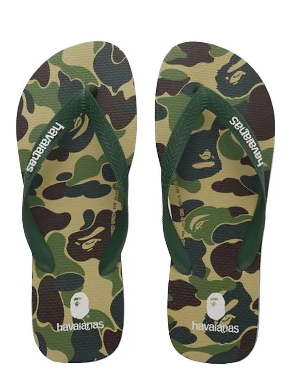 BAPE A Bathing Ape Havaianas Green Camo Flip Flops - Blue Camo
