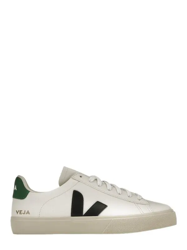 VEJA Campo Chromefree Leather Sneakers - White/black/emeraude