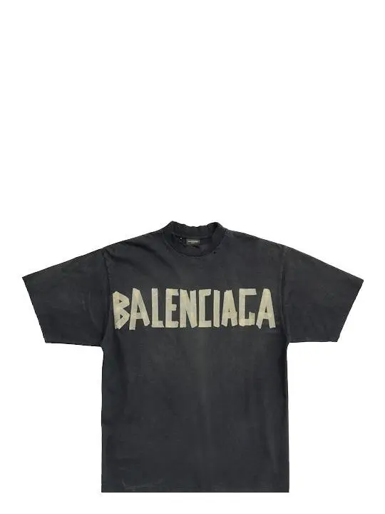Balenciaga Tape Type Medium Fit T-shirt - Black Faded