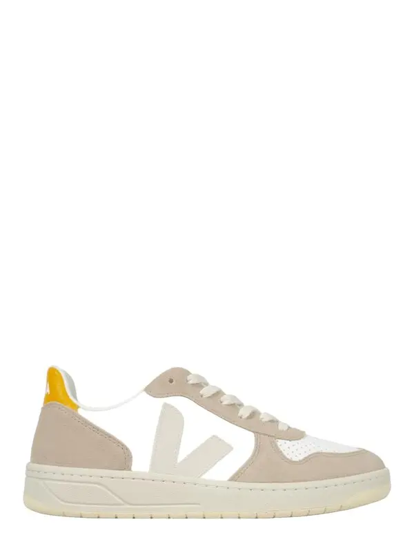 VEJA V-10 Chromefree Leather Sneakers - White/sahara/ouro