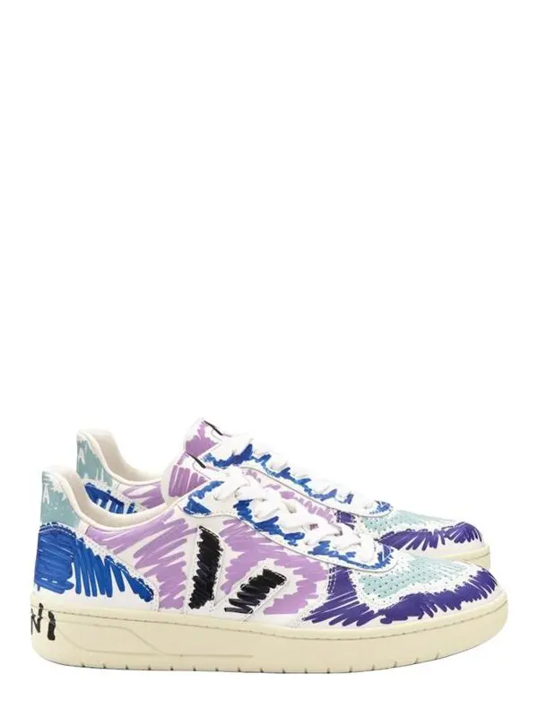 VEJA V-10 Leather Sneakers - Orchid/black