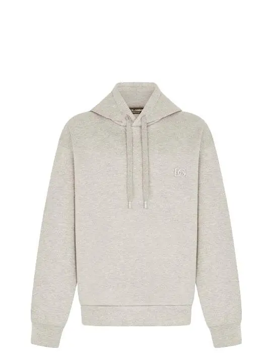 Dolce & Gabbana Jersey Metal Dg Logo Hoodie - Grey