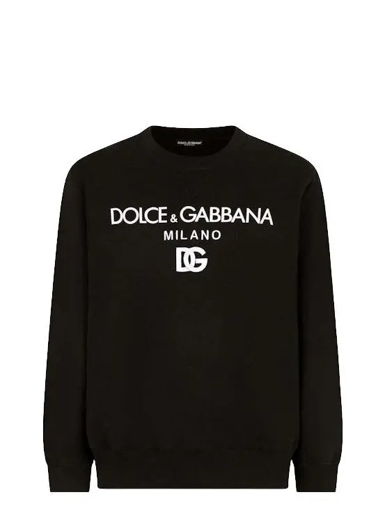 Dolce & Gabbana Printed Jersey Sweatshirt With Dg Embroidery - Black