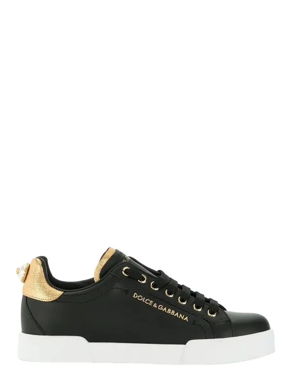 Dolce & Gabbana Portofino Pearl Sneakers - Black/gold