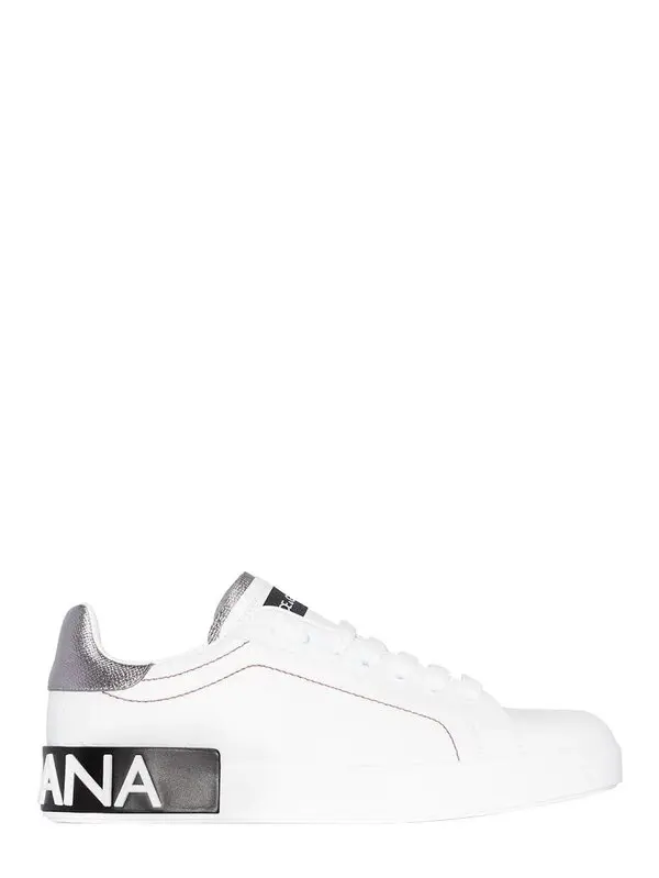 Dolce & Gabbana Portofino Metallic Sneakers - White/black/grey