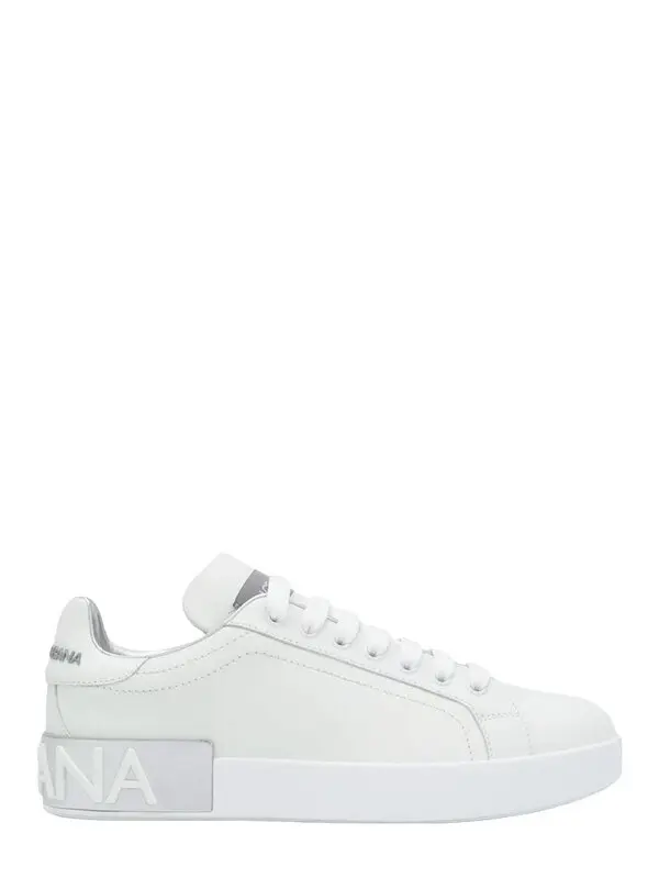 Dolce & Gabbana Portofino Metallic Sneakers - White/silver