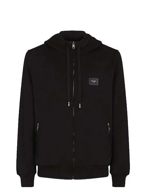 Dolce & Gabbana Jersey Zip-up Hoodie - Black