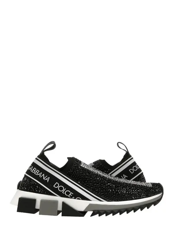 Dolce & Gabbana Sorrento Crystal Slip-on Sneakers - Black/white