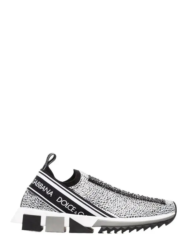Dolce & Gabbana Sorrento Crystal Slip-on Sneakers - Silver/black/white