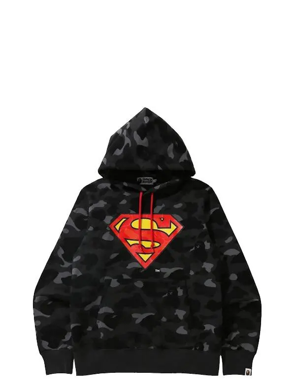 BAPE X Dc Superman Camo Pullover Hoodie - Black