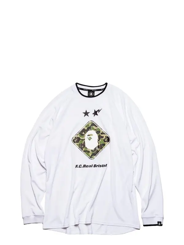 BAPE X F. C. R. B. Emblem Long Sleeve Tee Shirt - White