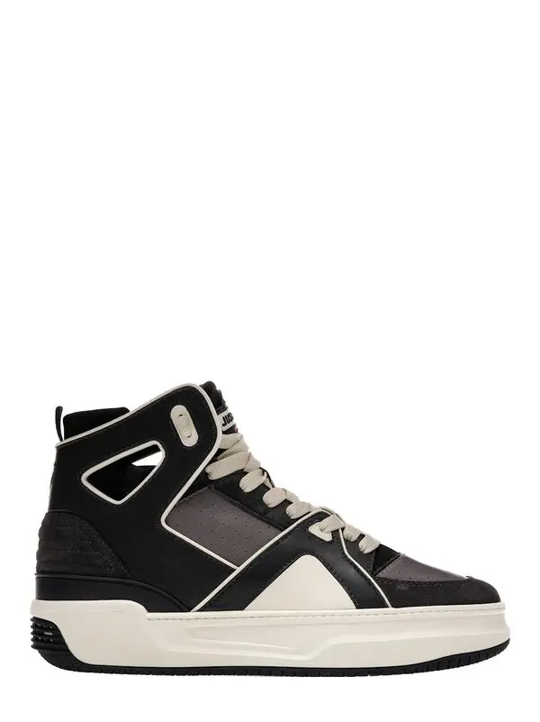 JUST DON Basketball Courtside Hi-top Sneakers - Black/cream