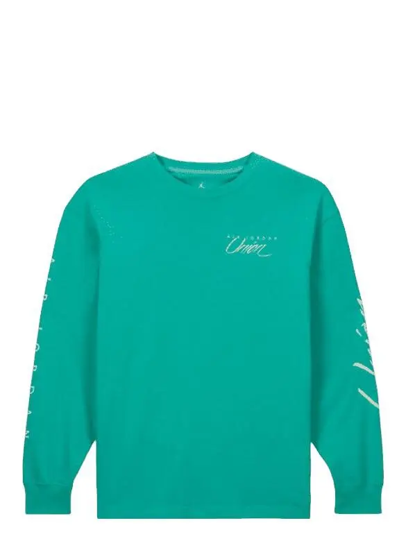 JORDAN X Union Mj Long Sleeve Tee Shirt - Kinetic Green/white
