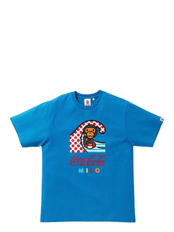 A BATHING APE X Coca Cola Milo Surfing Tee Shirt - Blue