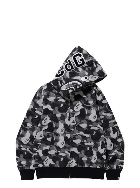 BAPE X Cdg Osaka Shark Full Zip Hoodie - Black/gray