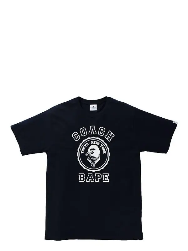 A BATHING APE X Coach College Tee Shirt - Navy Blue