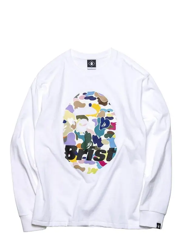 A BATHING APE X F.c.r.b. Ape Head Long Sleeve Tee Shirt - White
