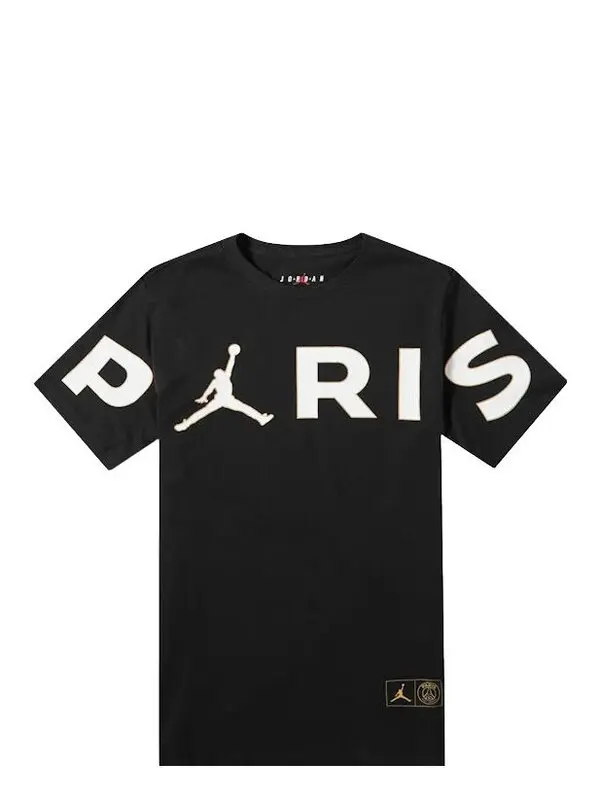 JORDAN X Paris Saintgermain Wordmark Tee Shirt - Black