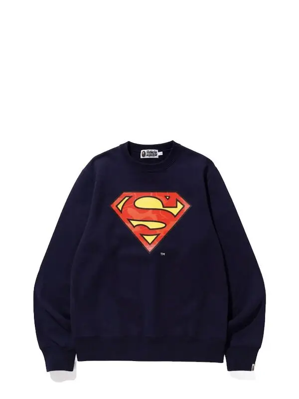 BAPE X Dc Superman Crewneck Sweatshirt - Navy Blue