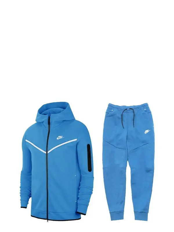 Nike Sportswear Tech Fleece Full Zip Hoodie & Joggers Set - Photo Blue/white