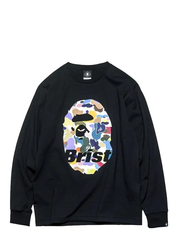 A BATHING APE X F.c.r.b. Ape Head Long Sleeve Tee Shirt - Black
