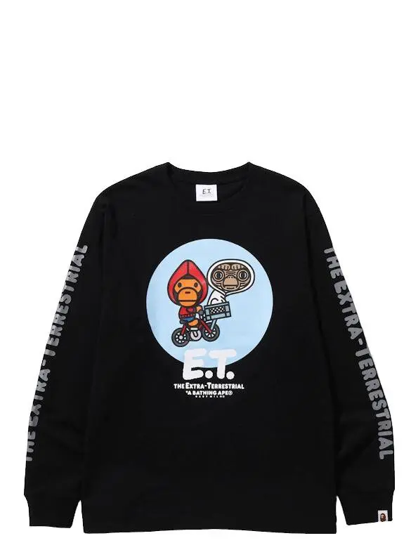 A BATHING APE X E.t. Baby Milo Long Sleeve Tee Shirt - Black
