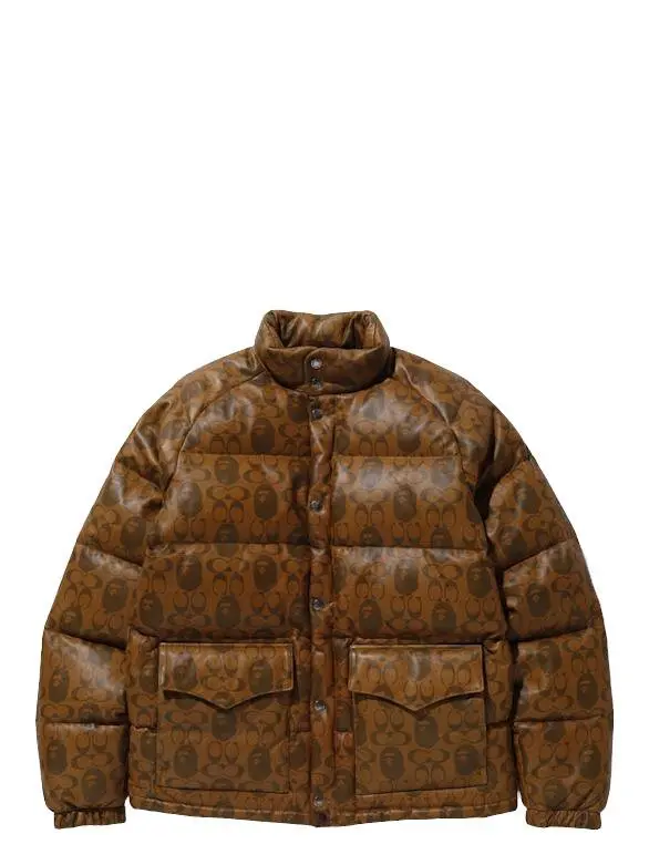 BAPE X Coach Leather Down Jacket - Brown