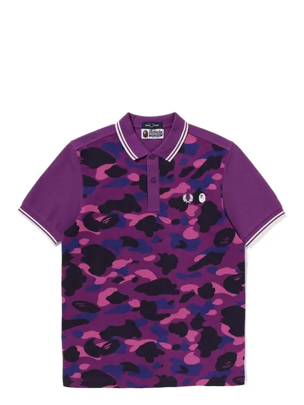 A BATHING APE X Fred Perry Camo Polo Shirt - Purple