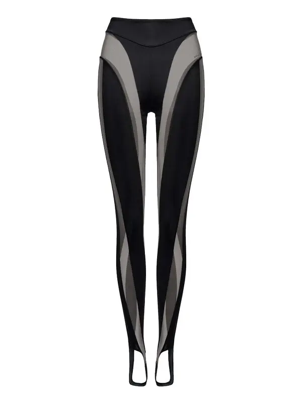 MUGLER H&m Meshpaneled Stirrup Leggings - Black