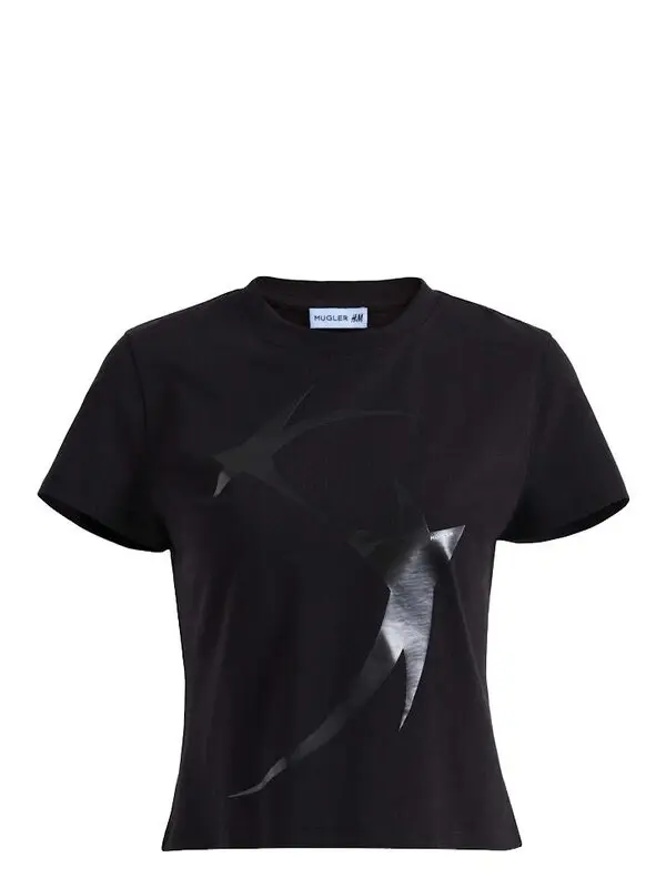 MUGLER H&m X Printed Fitted T-shirt - Black