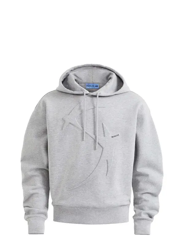 MUGLER Star-motif Hoodie - Light Gray Melange