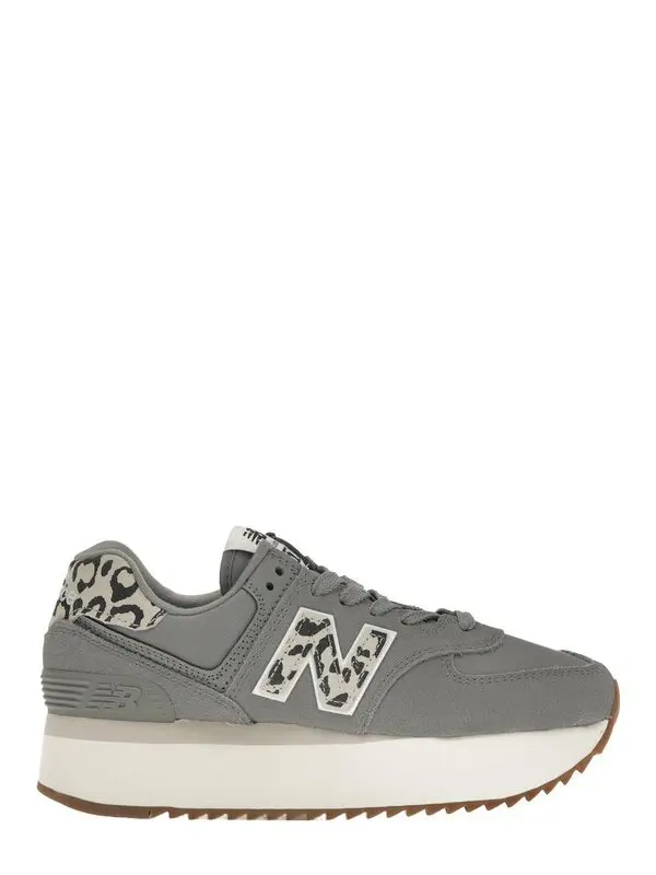 NEW BALANCE 574+ Leopard Print Sneakers - Shadow Grey/moonbeam/sea Salt