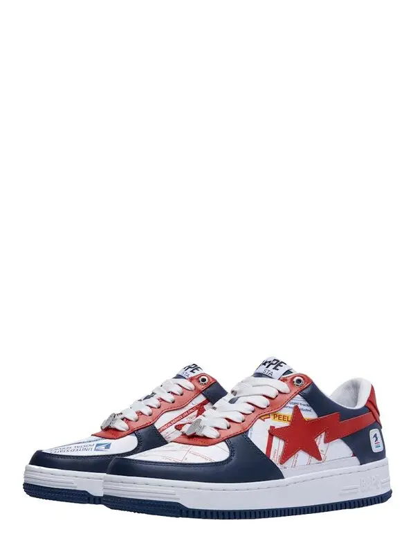BAPE A Bathing Ape Sta Usps Sneakers - White/navy Blue/red