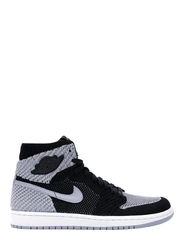 JORDAN 1 Retro High Flyknit Sneakers - Black/wolf Grey/white