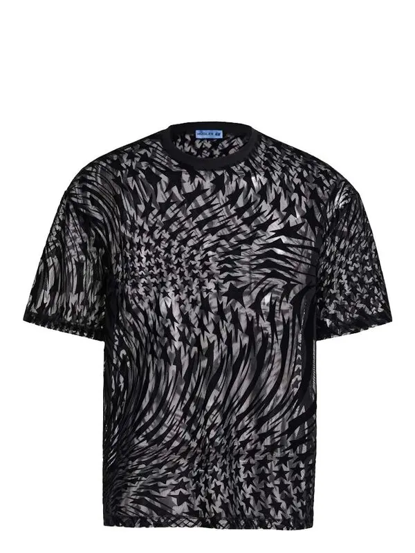 MUGLER H&m Swirling Star Mesh T-shirt - Black