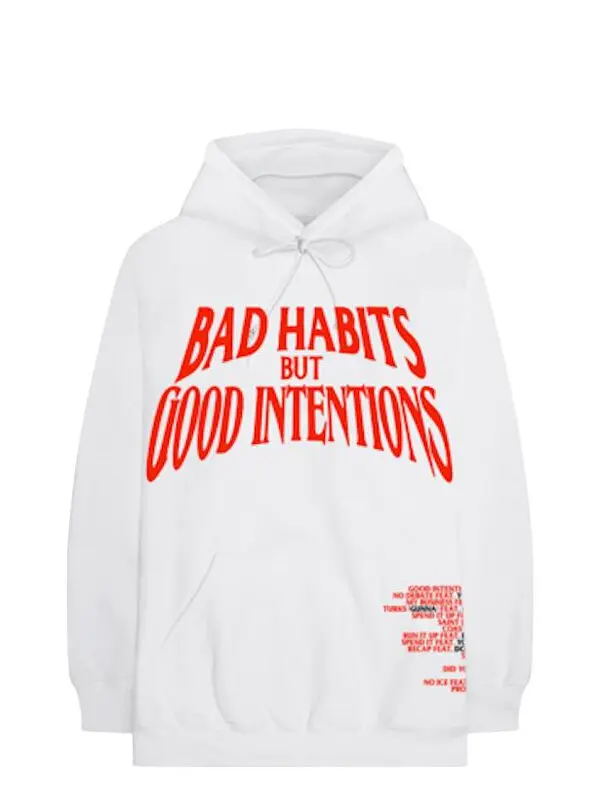 NAV X Vlone Bad Habits Hoodie - White