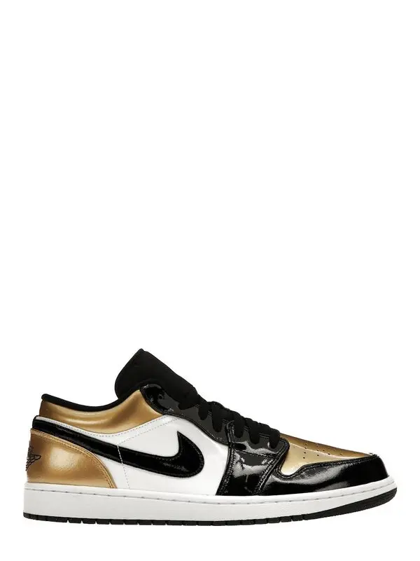 JORDAN 1 Low Gold Toe Sneakers - Metallic Gold/black/white