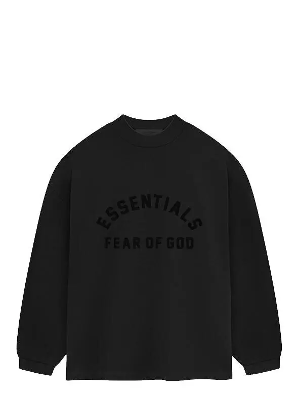 Fear Of God Essentials Heavy Jersey Longsleeve Tee Shirt - Jet Black