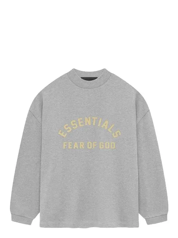 Fear Of God Essentials Heavy Jersey Longsleeve Tee Shirt - Light Heather Grey