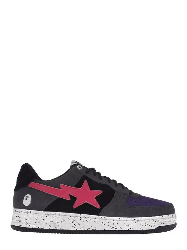 BAPE A Bathing Ape Sta Grey Suede Sneakers - Black/dark Grey/pink
