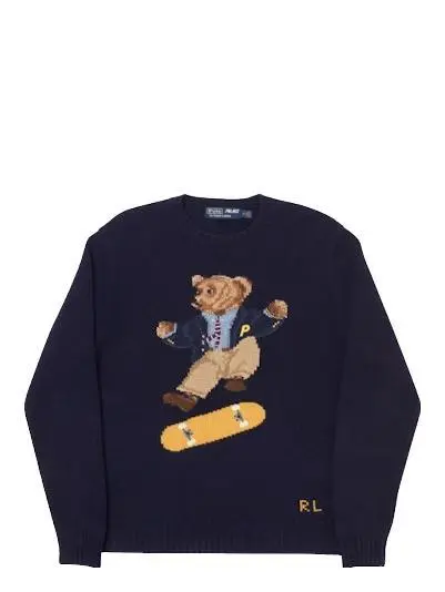 PALACE Ralph Lauren Skate Polo Shirt Bear Sweater - Aviator Navy Blue