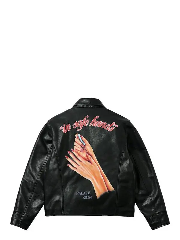 PALACE Safe Hands Leather Jacket - Black