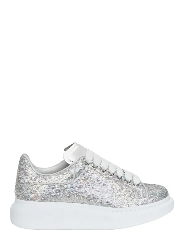 Alexander McQueen Oversized Holographic Glitter Sneakers - Silver