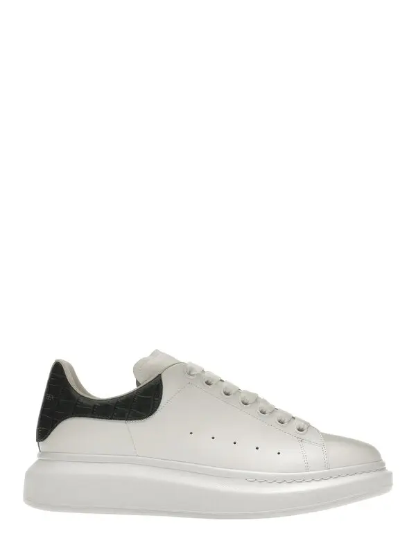 Alexander McQueen Oversized Embossed Croc Sneakers - White/forest Green