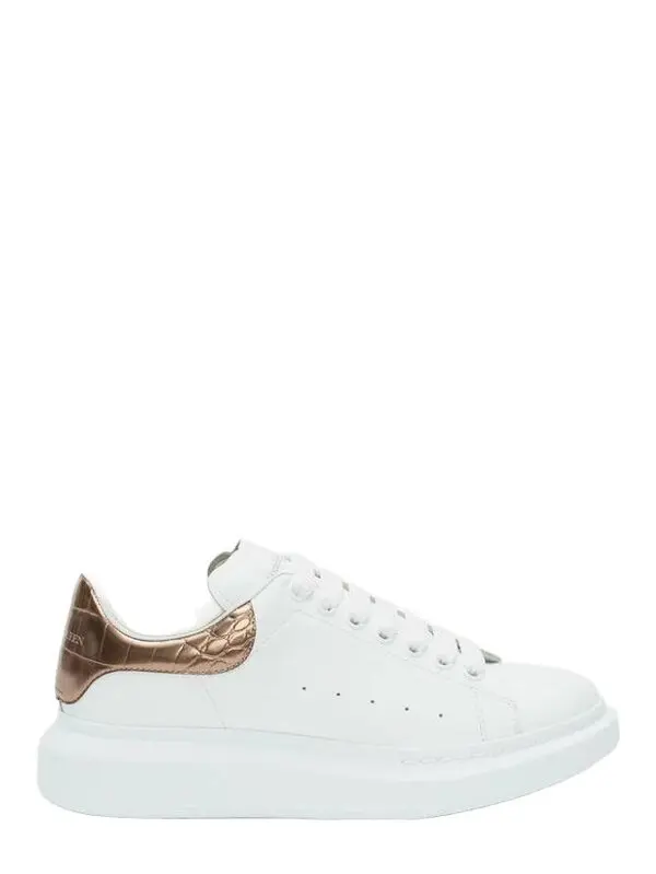 Alexander McQueen Oversized Croc-effect Sneakers - White/rose Gold