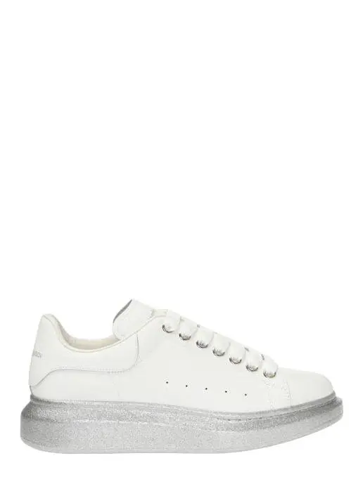 Alexander McQueen Oversized Sneakers - White Silver Glitter Sole