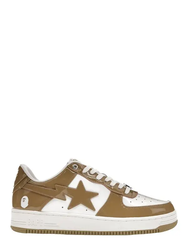 BAPE A Bathing Ape Sta Patent Leather Sneakers - White/khaki