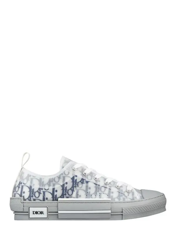 Dior B23 Low Oblique Lace Up Sneakers - White/navy Blue/grey