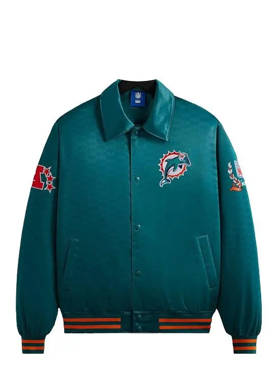 Kith X Nfl Dolphins Satin Bomber Jacket - Center