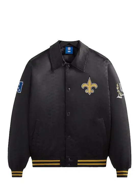 Kith X Nfl Saints Satin Bomber Jacket - Black